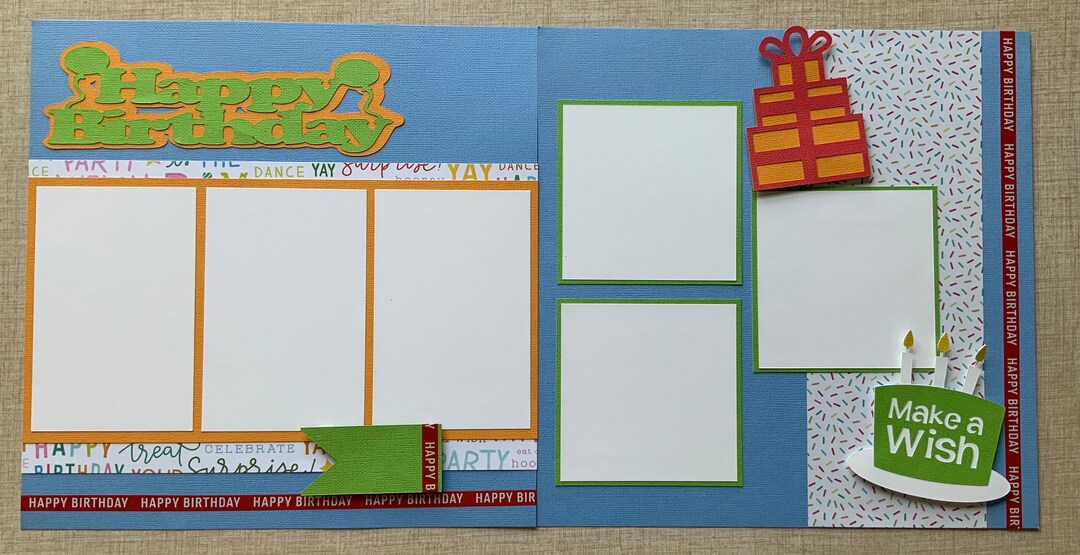 Bright Birthday Two 2 Page Layout 12x12 Pre-Assemblato - Etsy Italia