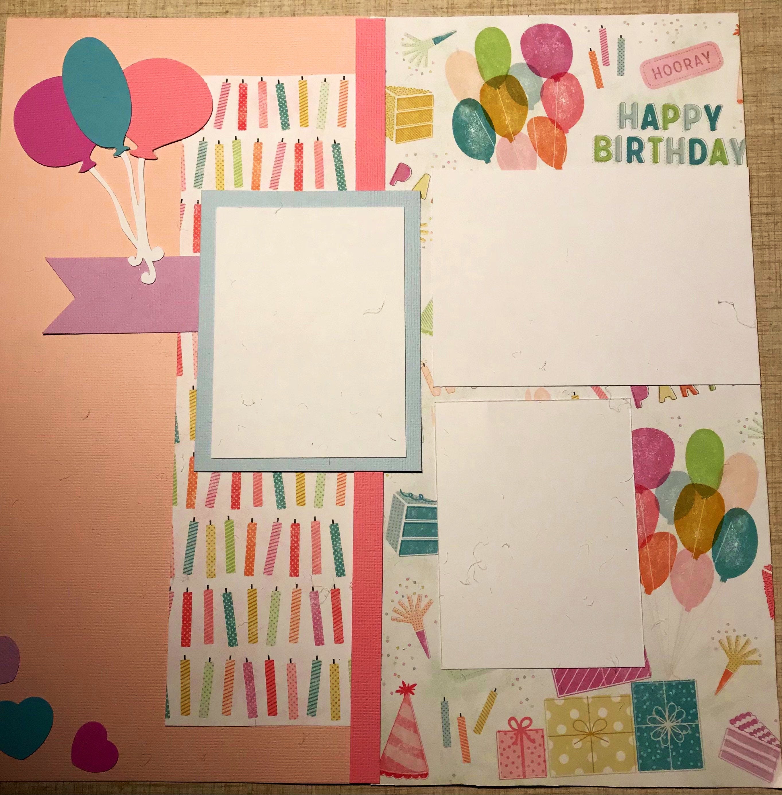 Pastel Birthday Scrapbook Two 2 Page Layout Pre-Assembled | Etsy