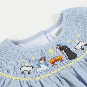 Light Blue Nativity Smocked Dress and Bloomers Set - Etsy