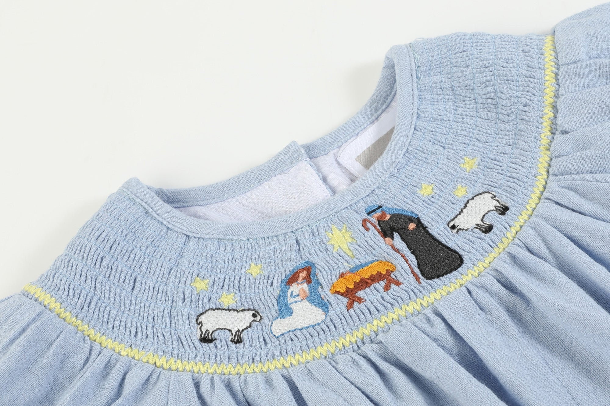 Light Blue Nativity Smocked Dress and Bloomers Set - Etsy