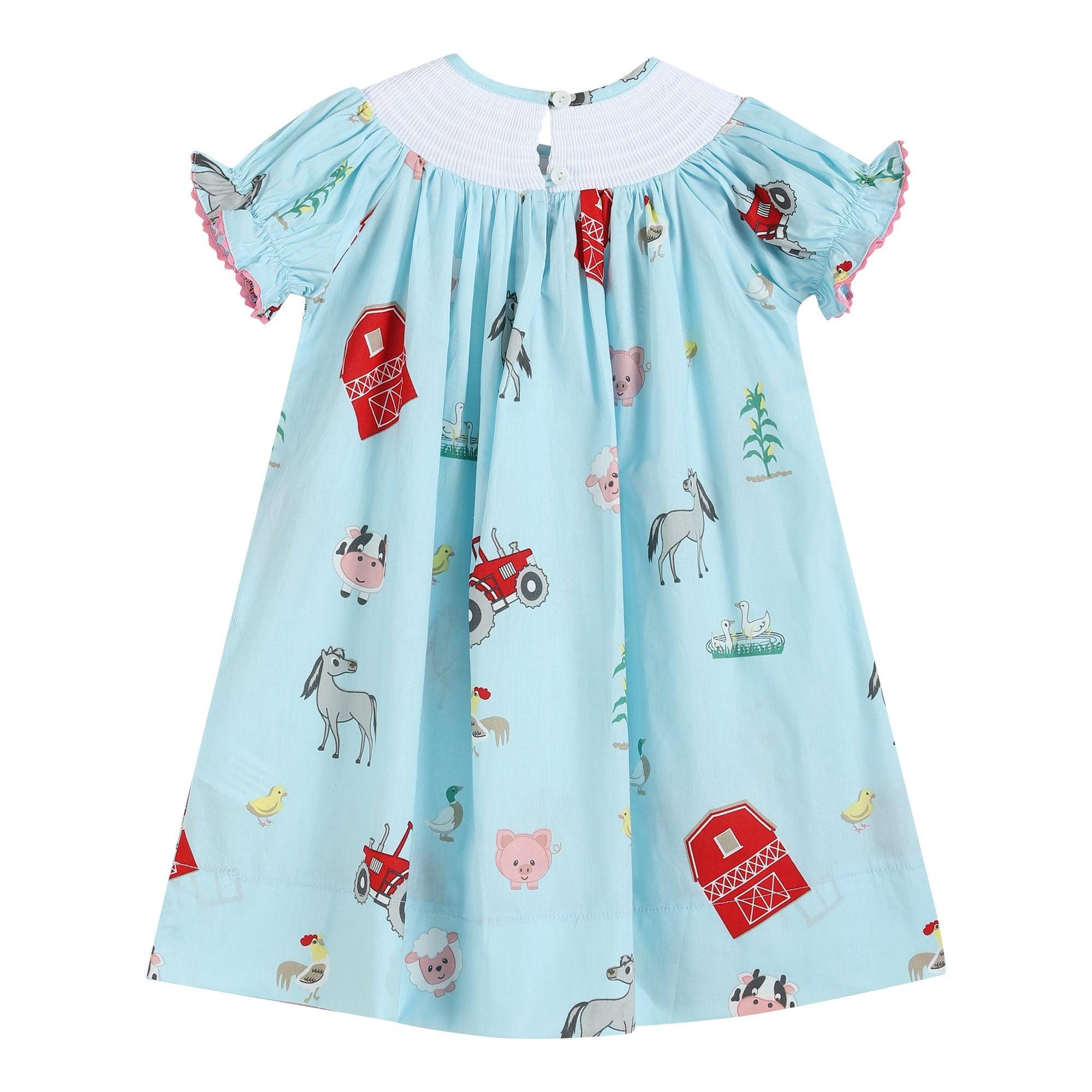 Barnyard Print Farm Animal Smocked Bishop Dress - Etsy