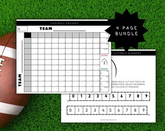 Football Squares Grid: 25, 50, 100 Box Templates (printable PDF) - Etsy
