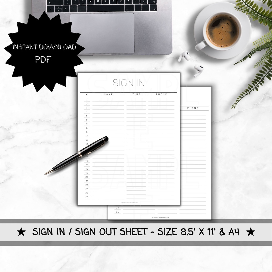 Sign Out Sheet Printable Sign in Sheet Printable Form Sign in ...