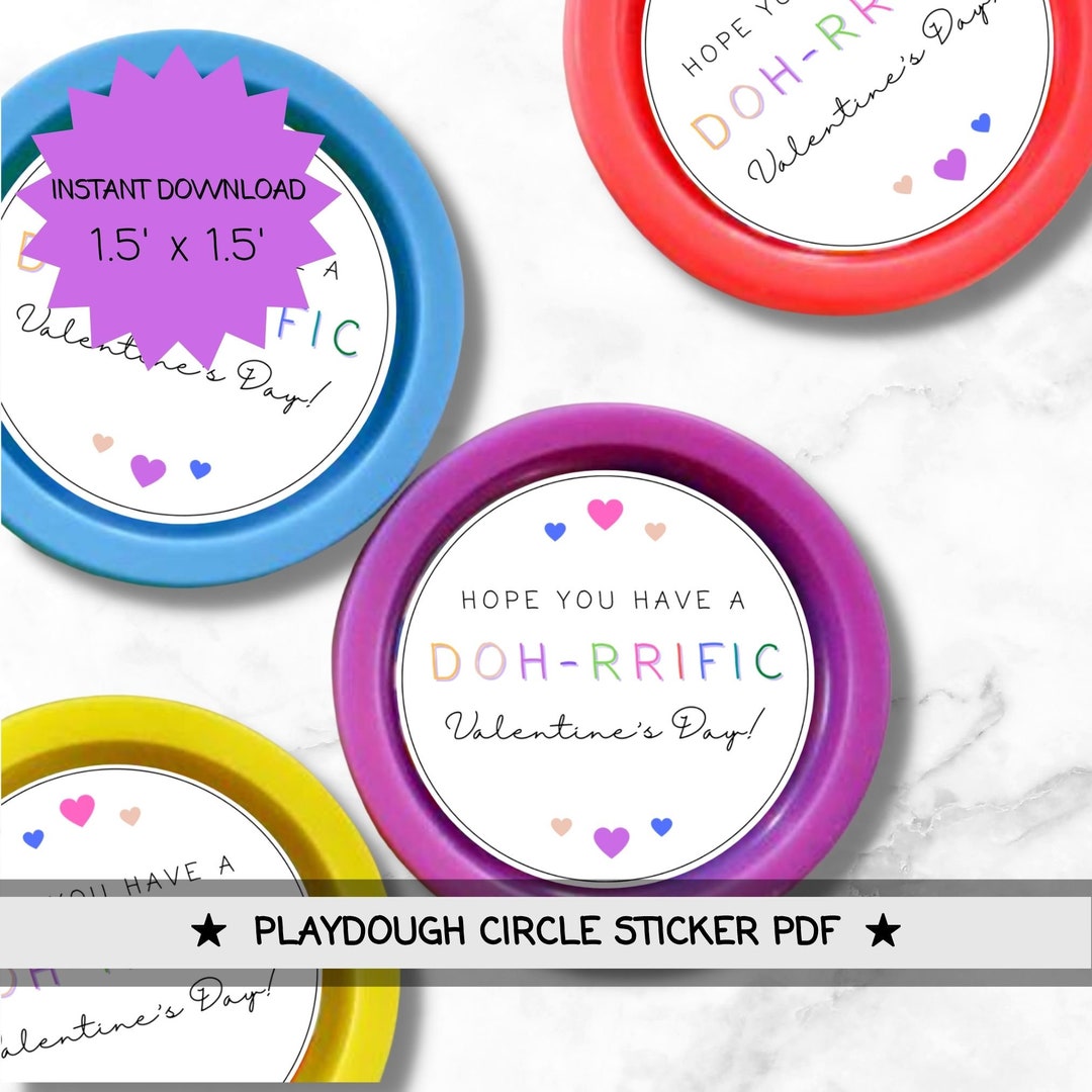 Valentine's Day Play Doh Printable Sticker Tag | Unlimited Digital ...