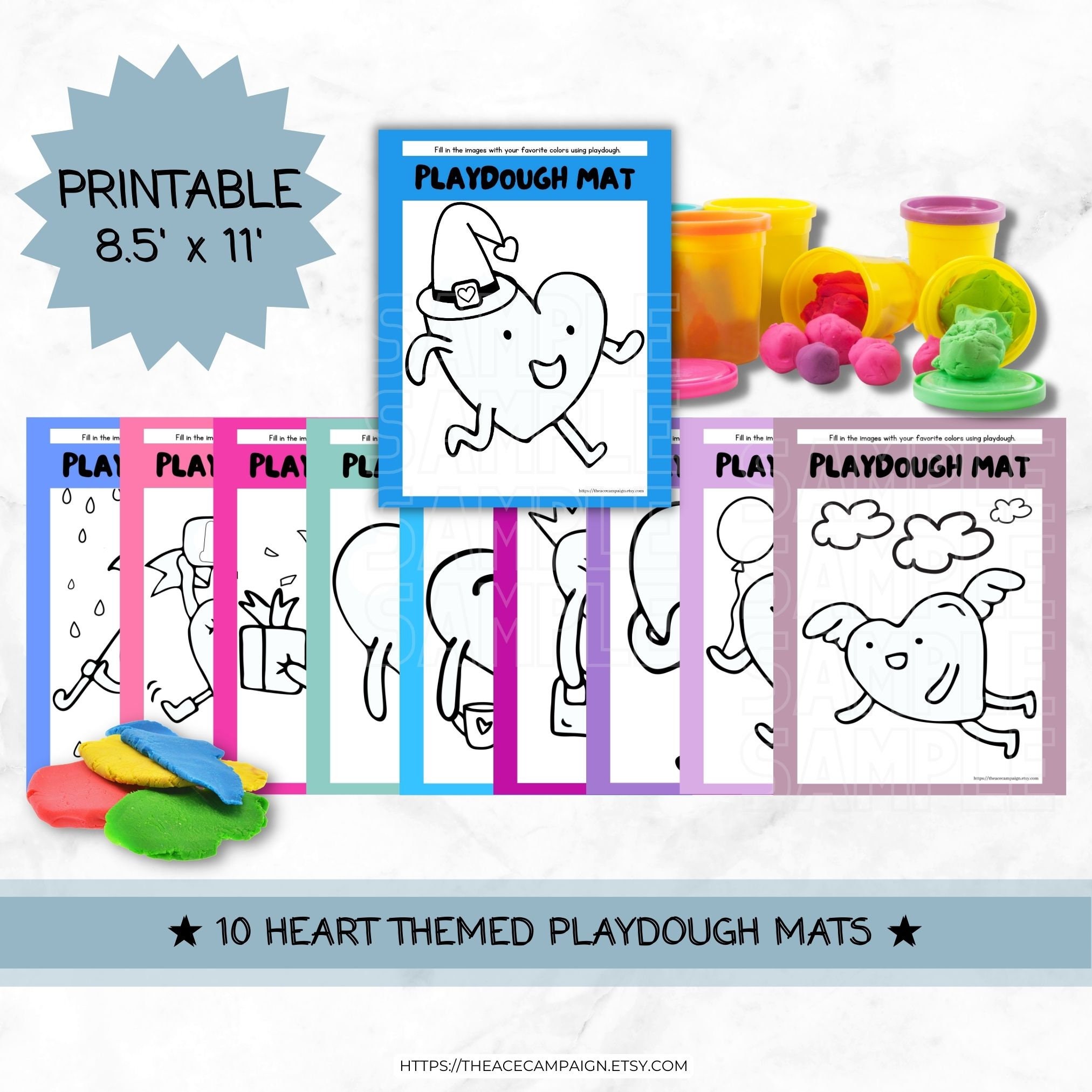 Heart Theme Playdough Mat Printable Toddler Activity Printable ...