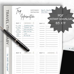 Itinerary Travel Template | Travel Itinerary | Vacation Itinerary ...