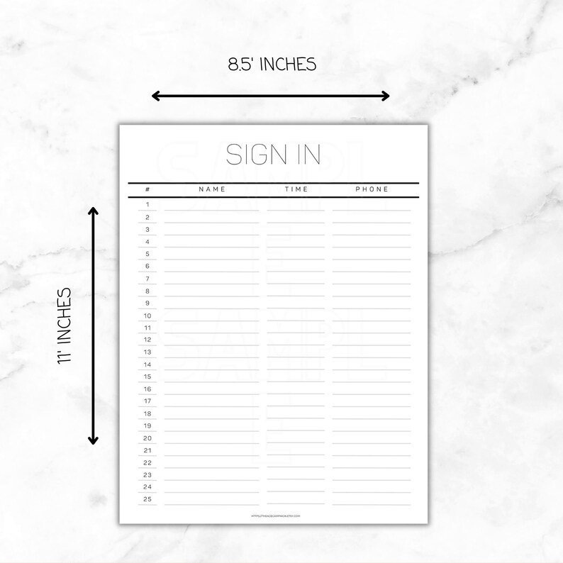Sign Out Sheet Printable Sign in Sheet Printable Form Sign in ...