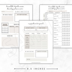 Health and Fitness Printable Journal Daily Fitness Planner - Etsy