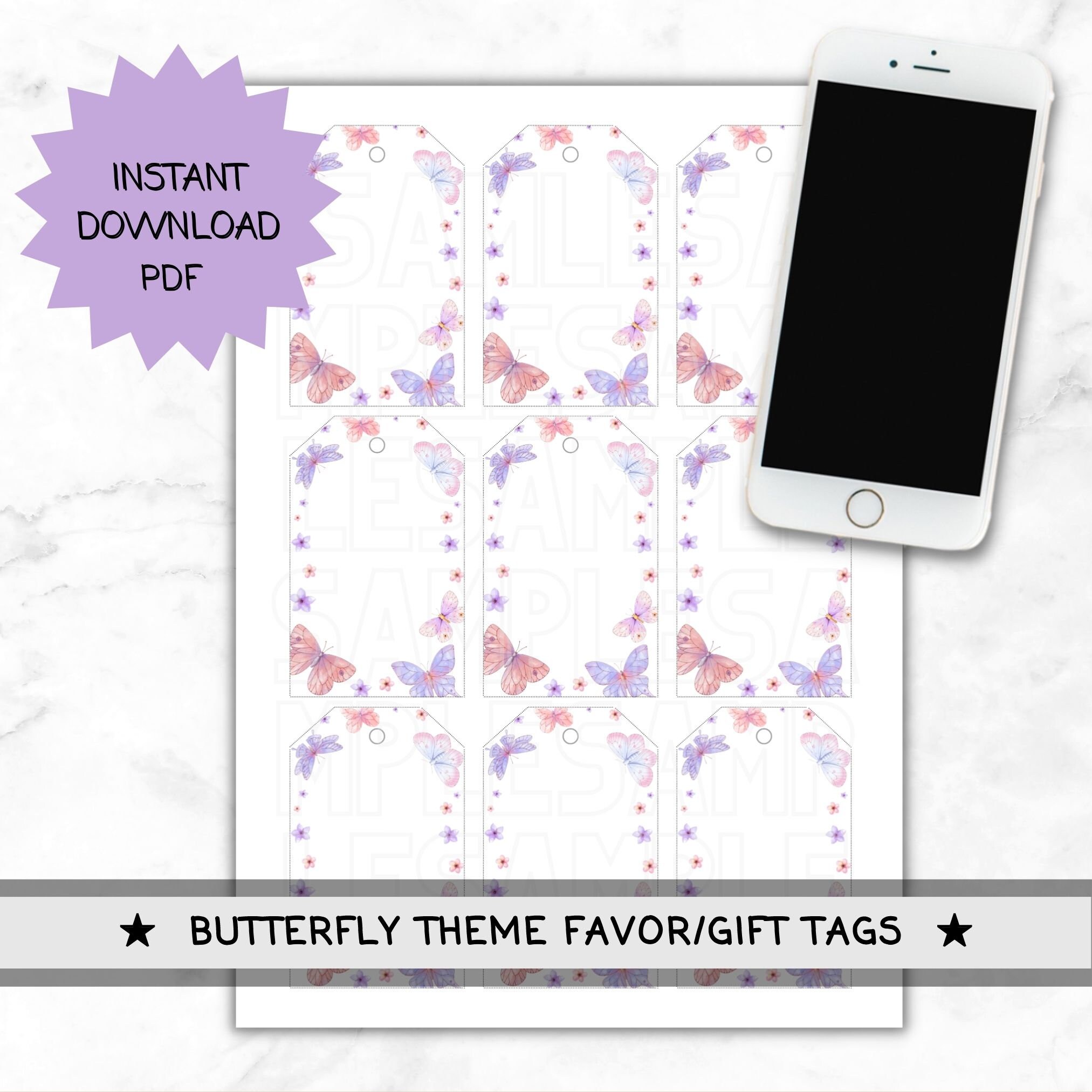 Butterfly Labels Butterfly Themed Favors Gift Tag Template Printable ...