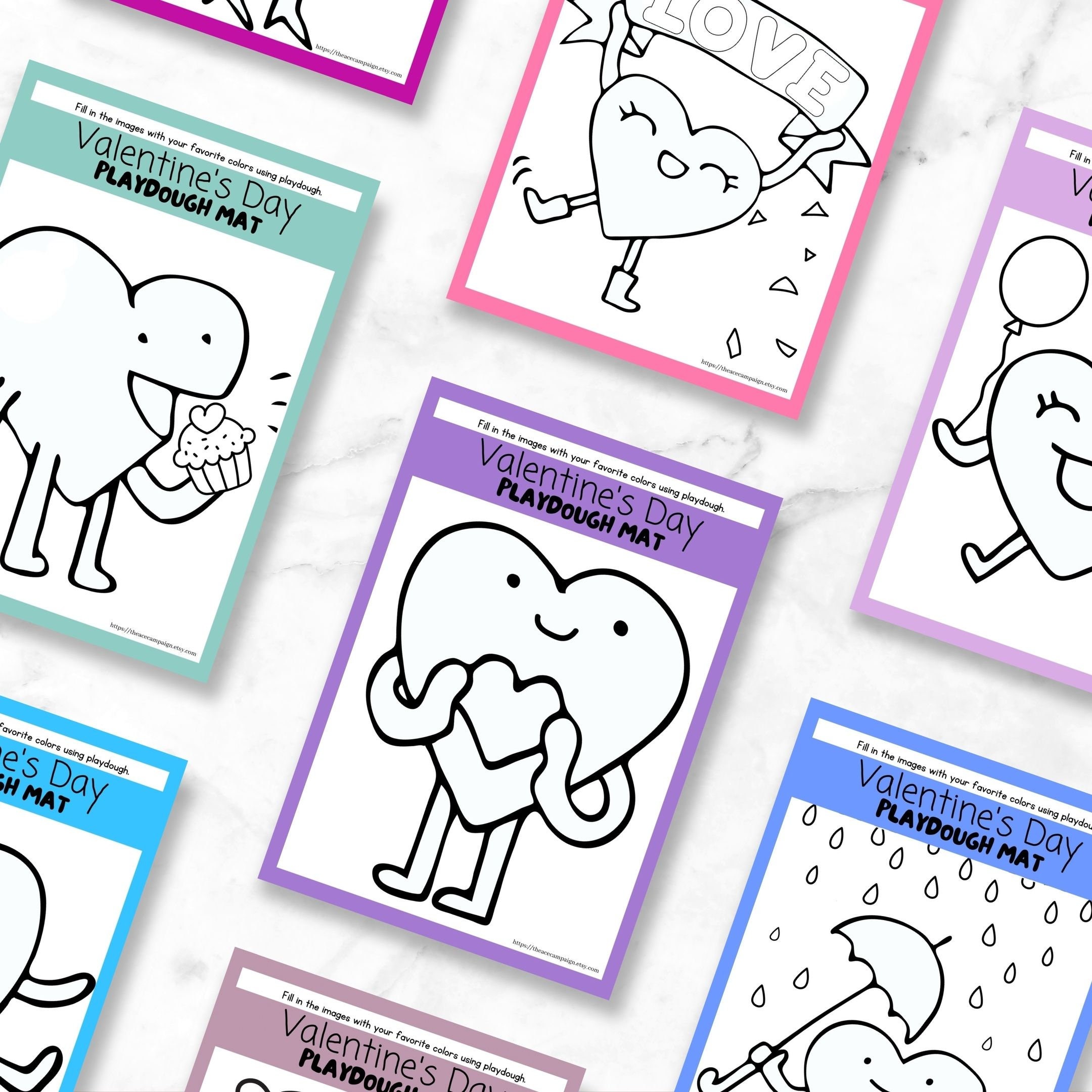 10 Valentines Day Playdough Cards Toddler Activity Printable Montessori ...