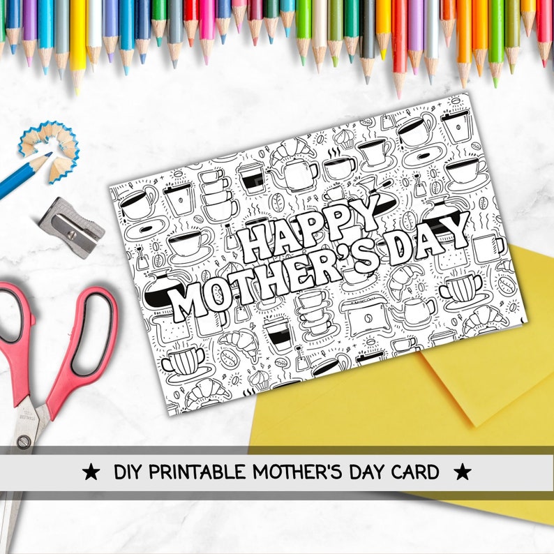 Printable Mothers Day Coloring Card Diy Moms Day Card Printable Mothers ...