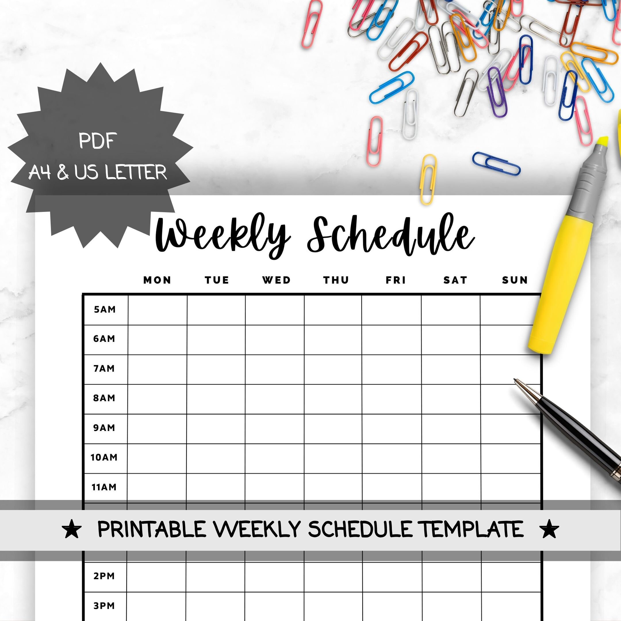 Printable Weekly Planner, Weekly Schedule, Weekly Organizer, Weekly ...