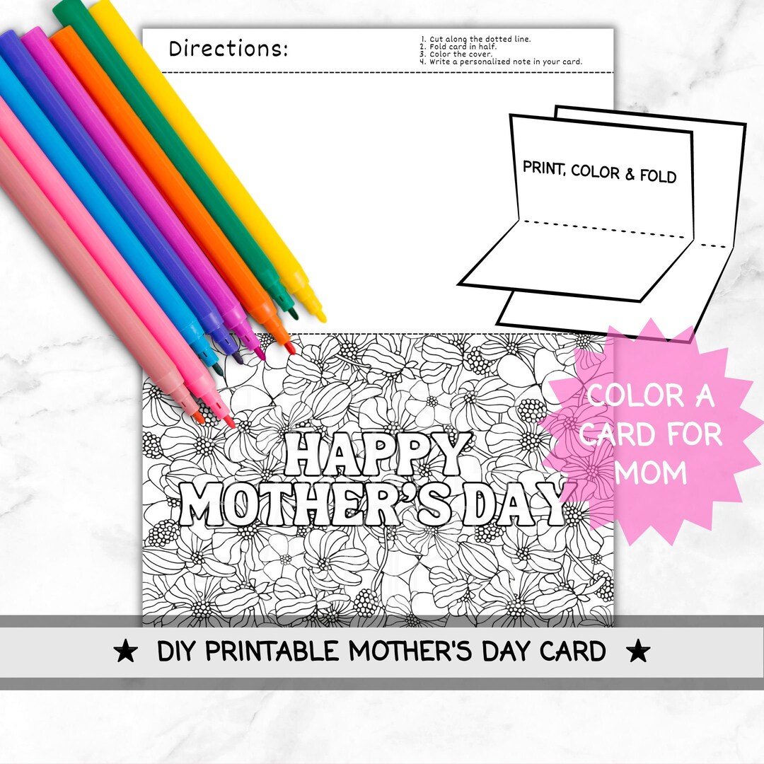 Mothers Day Coloring Card PDF Flower Coloring Page Mothers Day Coloring ...