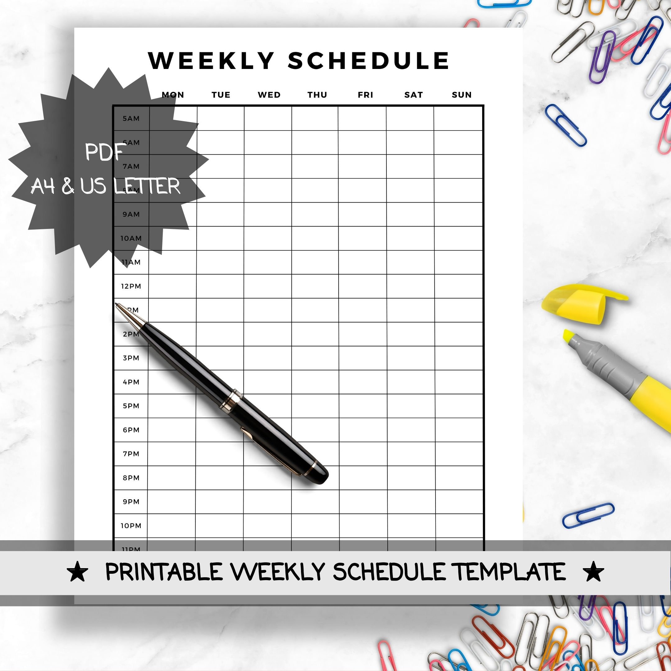 Printable Weekly Schedule, Weekly Organizer, Weekly Planner, Weekly ...