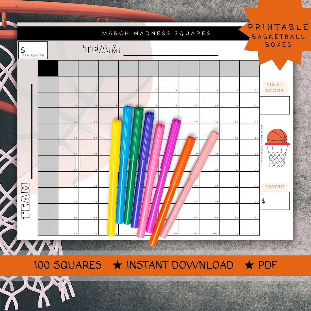 Printable Basketball Squares | Final Score Basketball Boxes | March ...