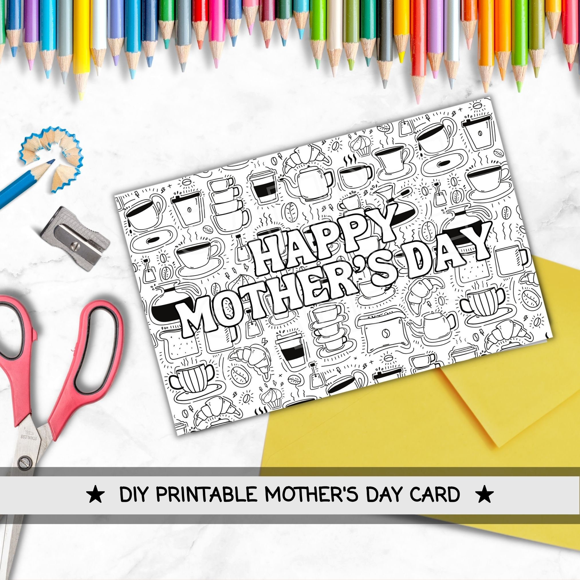 Printable Mothers Day Coloring Card Diy Moms Day Card Printable Mothers ...