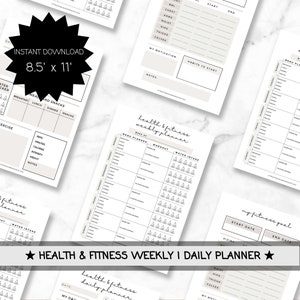 Health and Fitness Printable Journal Daily Fitness Planner - Etsy