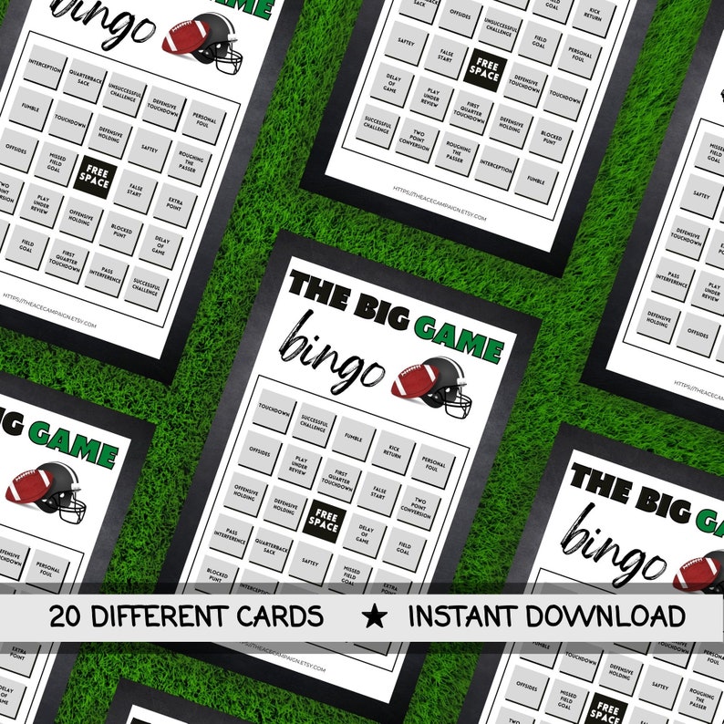 Super Bowl Bingo Cards | Printable Super Bowl Games | Printable Bingo ...