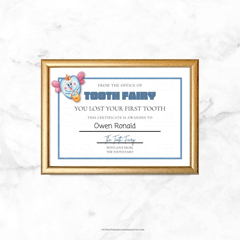 Tooth Fairy Certificate Printable First Lost Tooth Print at Home Tooth ...