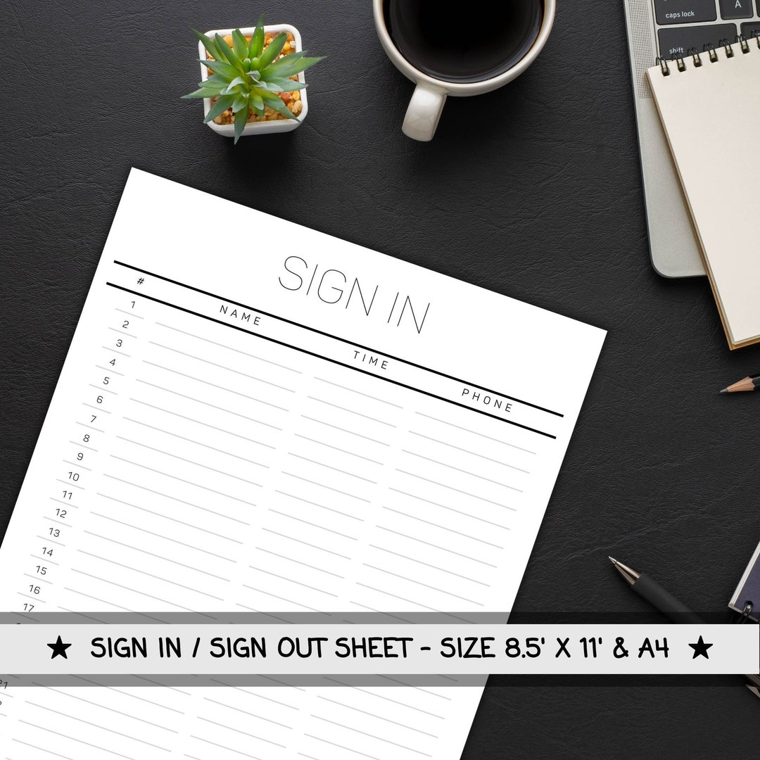 Printable Sign Out Sheet Sign in Sheet Printable Form Sign in ...