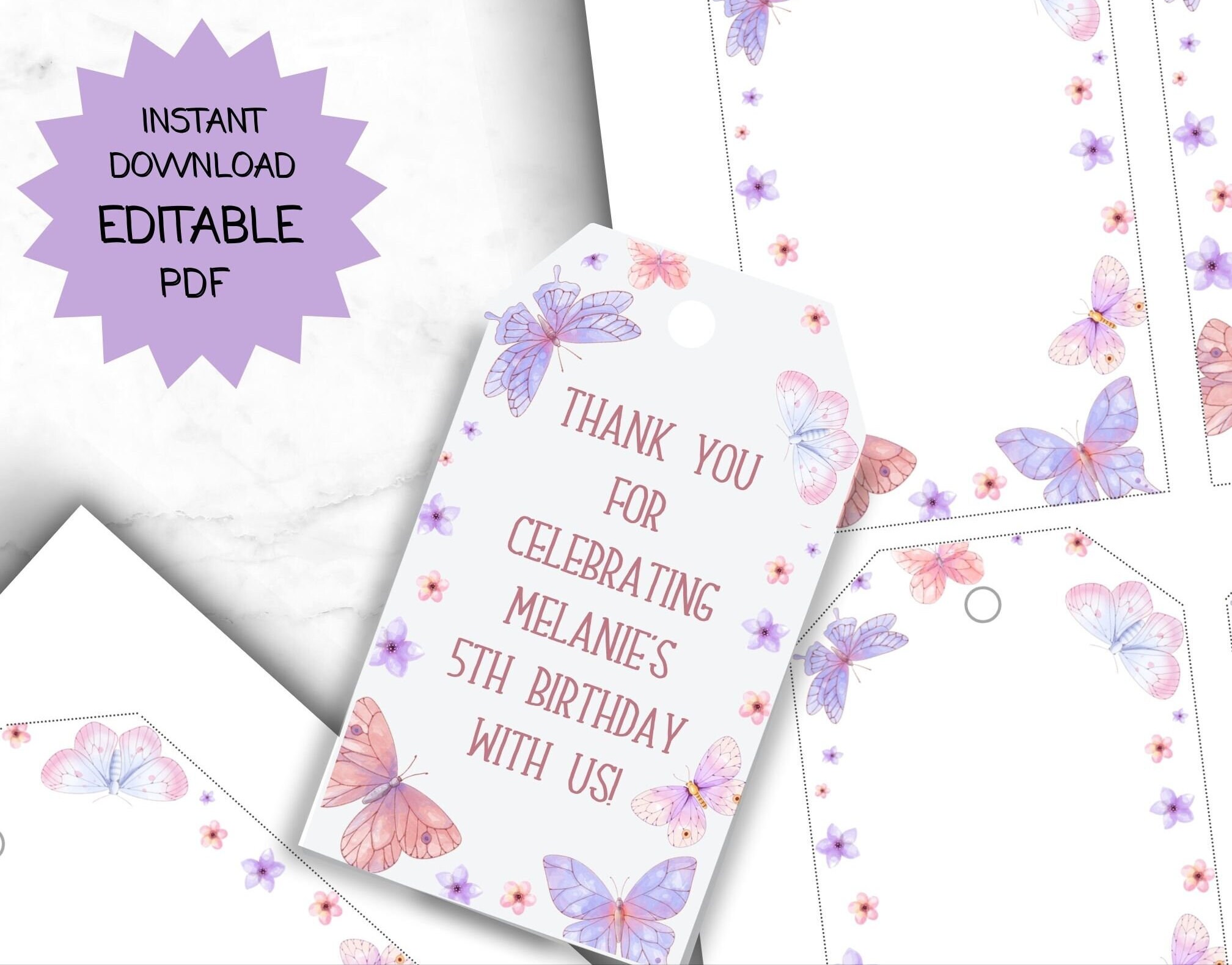 Butterfly Labels Butterfly Themed Favors Gift Tag Template Printable ...