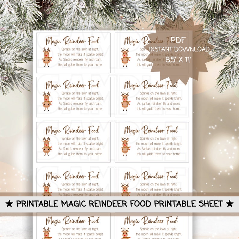 Printable Christmas Reindeer Food| Printable Labels | Printable ...