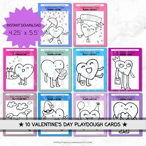 10 Valentines Day Playdough Cards Toddler Activity Printable Montessori ...