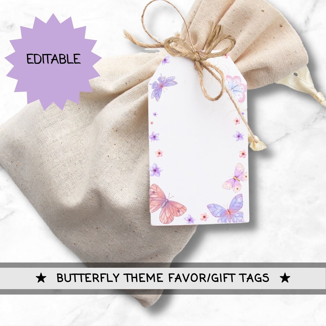 Butterfly Theme | Gift Tag Template | Printable Gift | Editable | Gift ...