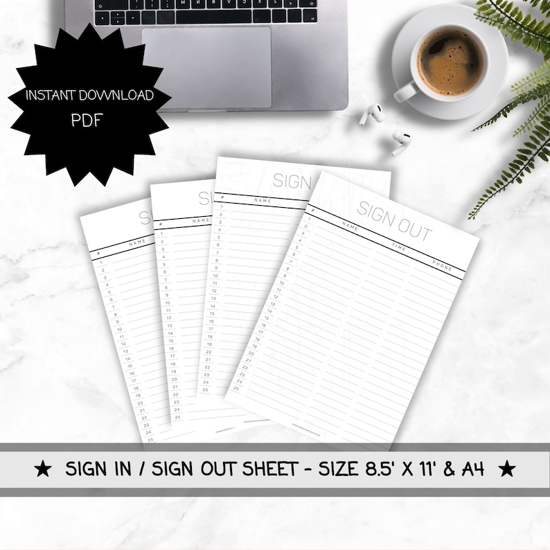 Printable Sign Out Sheet Sign in Sheet Printable Form Sign in ...