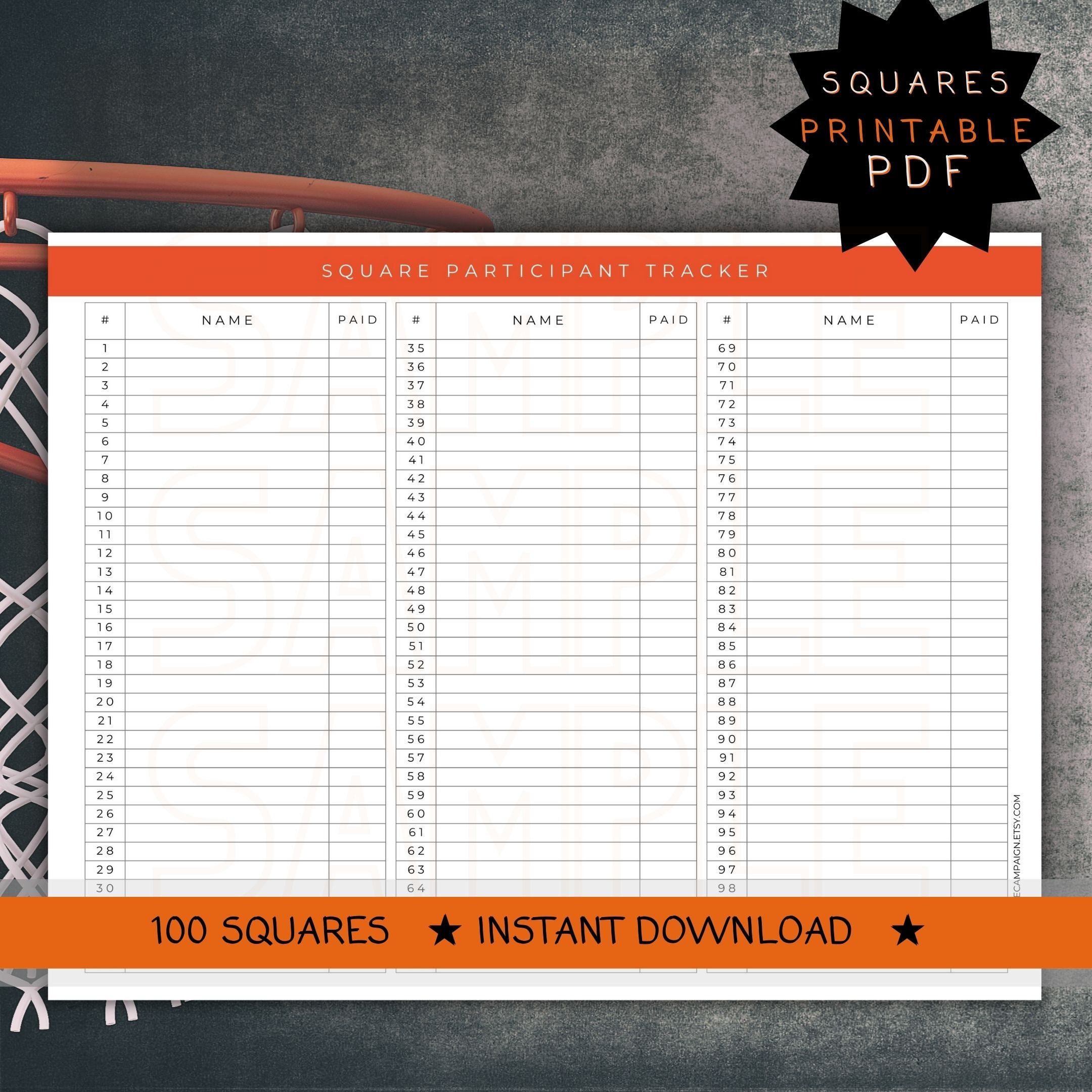 March Madness Squares, Printable, Ncaa, Editable, Ncaa Boxes, March ...