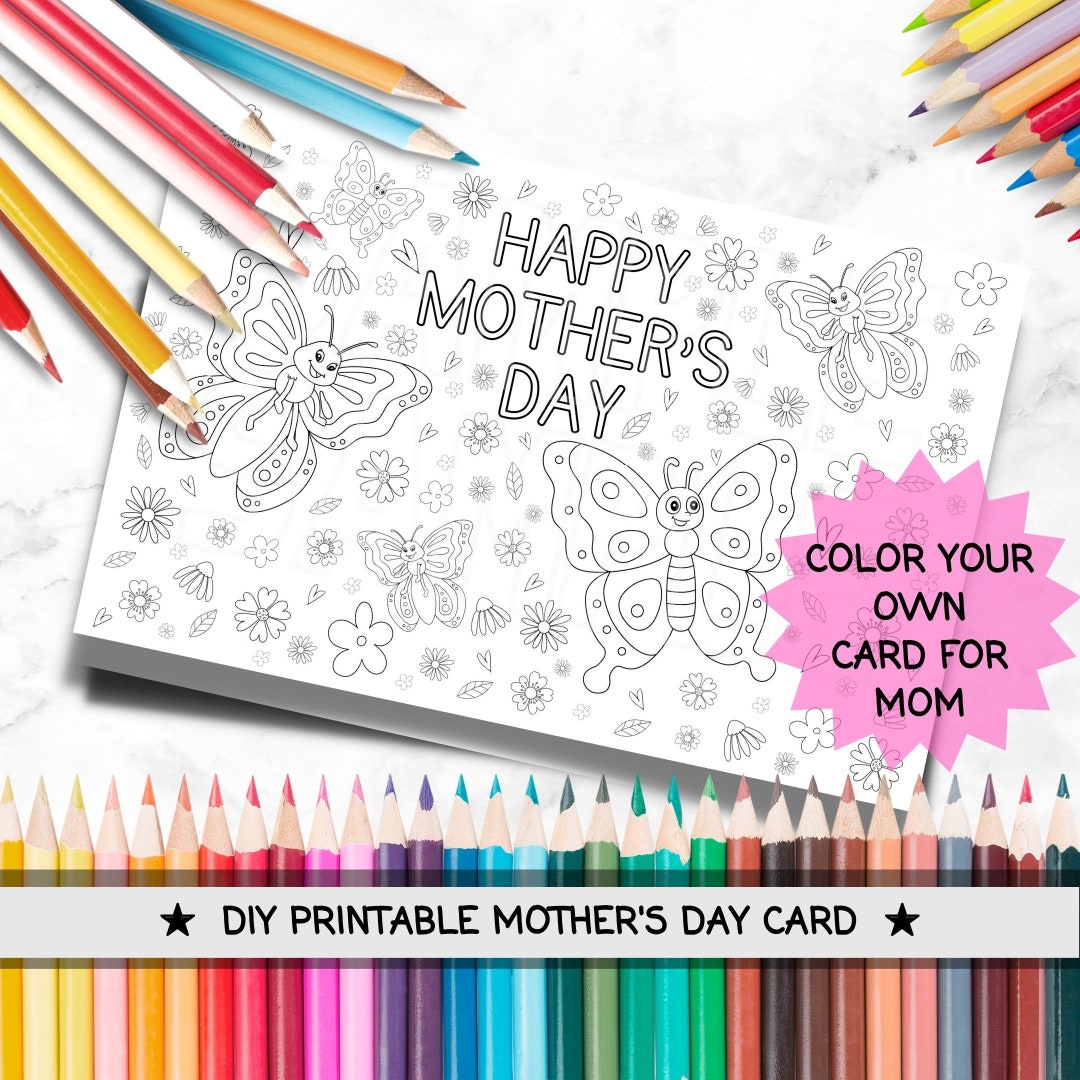 Happy Mother's Day Printable Coloring Card Coloring Activity Mother's ...
