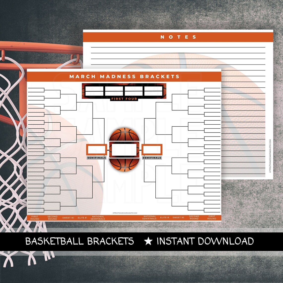 March Madness Printable Basketball Brackets: NCAA Tournament (PDF) - Etsy