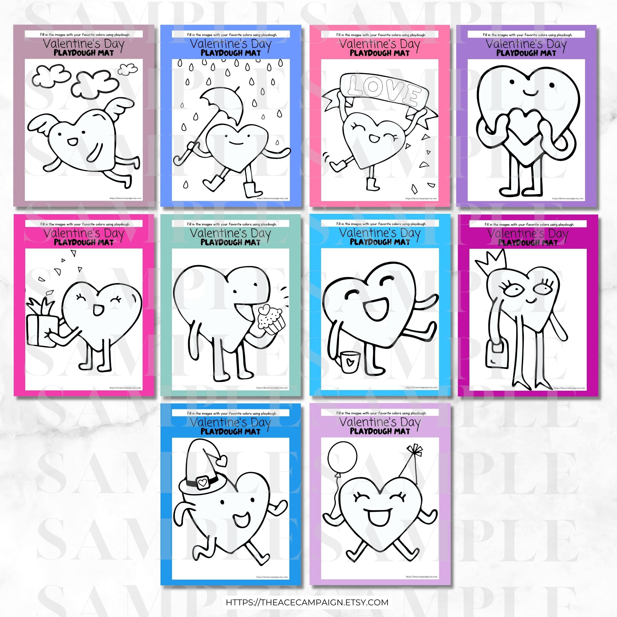 10 Valentines Day Playdough Cards Toddler Activity Printable Montessori ...