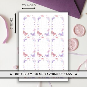 Butterfly Labels Butterfly Themed Favors Gift Tag Template - Etsy