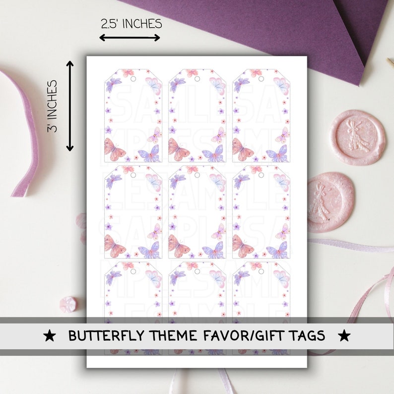 Butterfly Labels Butterfly Themed Favors Gift Tag Template Printable ...