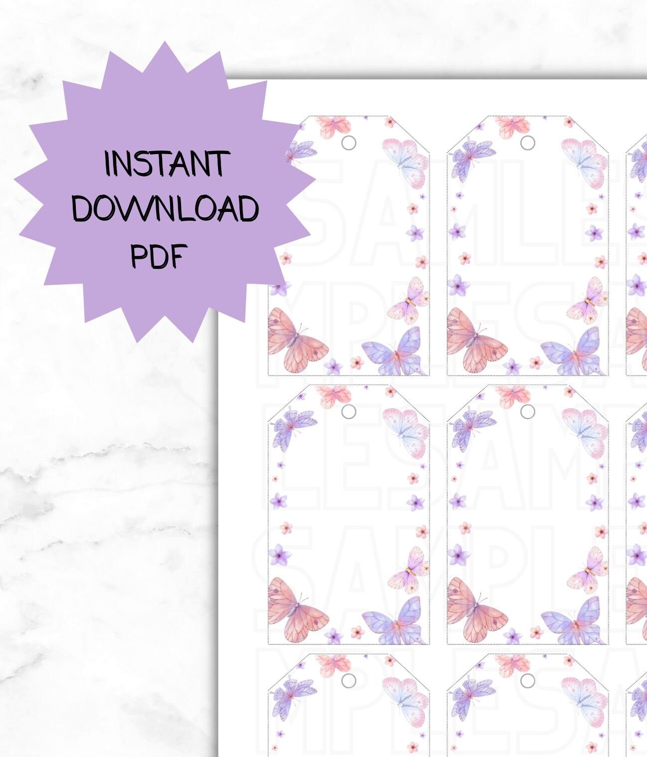 Butterfly Labels Butterfly Themed Favors Gift Tag Template - Etsy