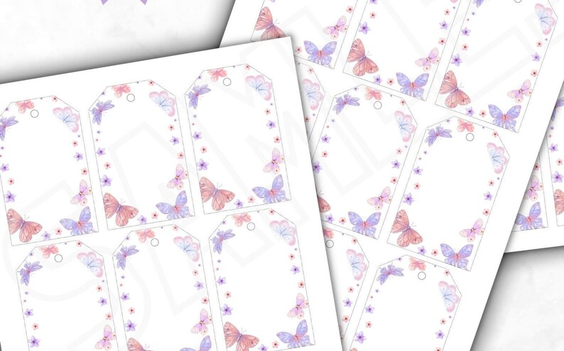Butterfly Labels Butterfly Themed Favors Gift Tag Template - Etsy