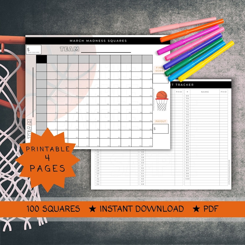 Ncaa Final Score Basketball Squares PDF Basketball Boxes March Madness ...