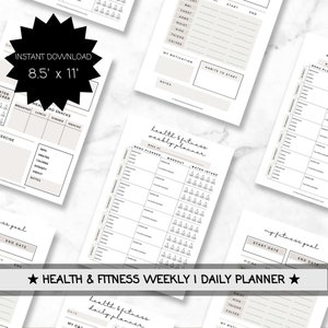Health and Fitness Printable Journal Daily Fitness Planner Weekly ...