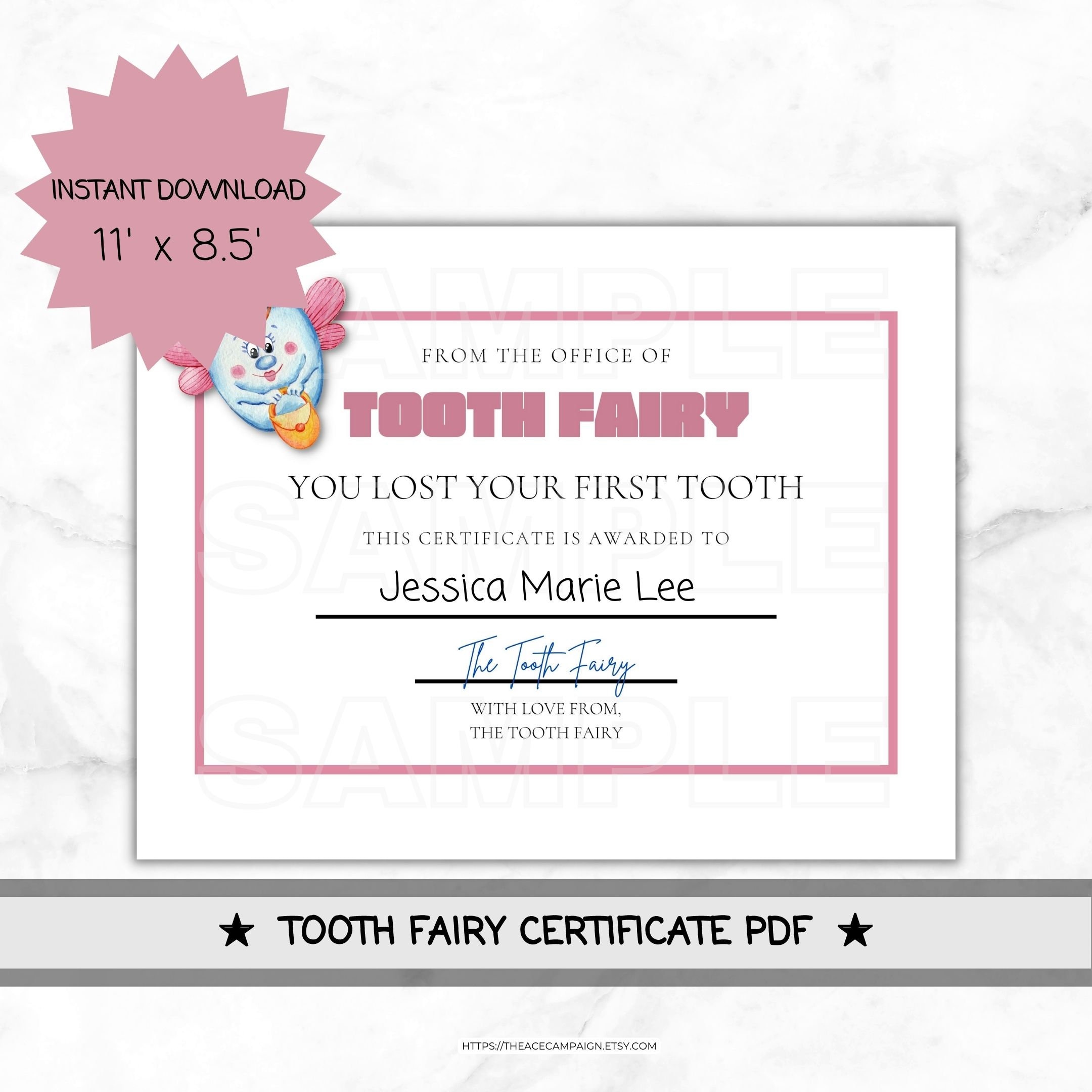 Tooth Fairy Certificate Editable Printable First Lost Tooth Print at ...