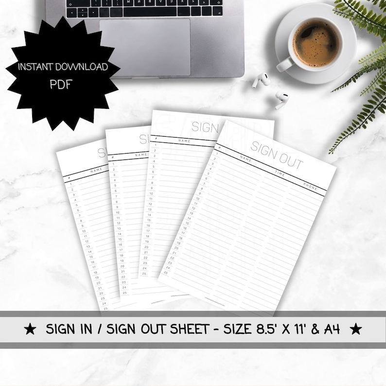 Printable Sign in Sheet Sign Out Sheet Printable Form Sign in ...