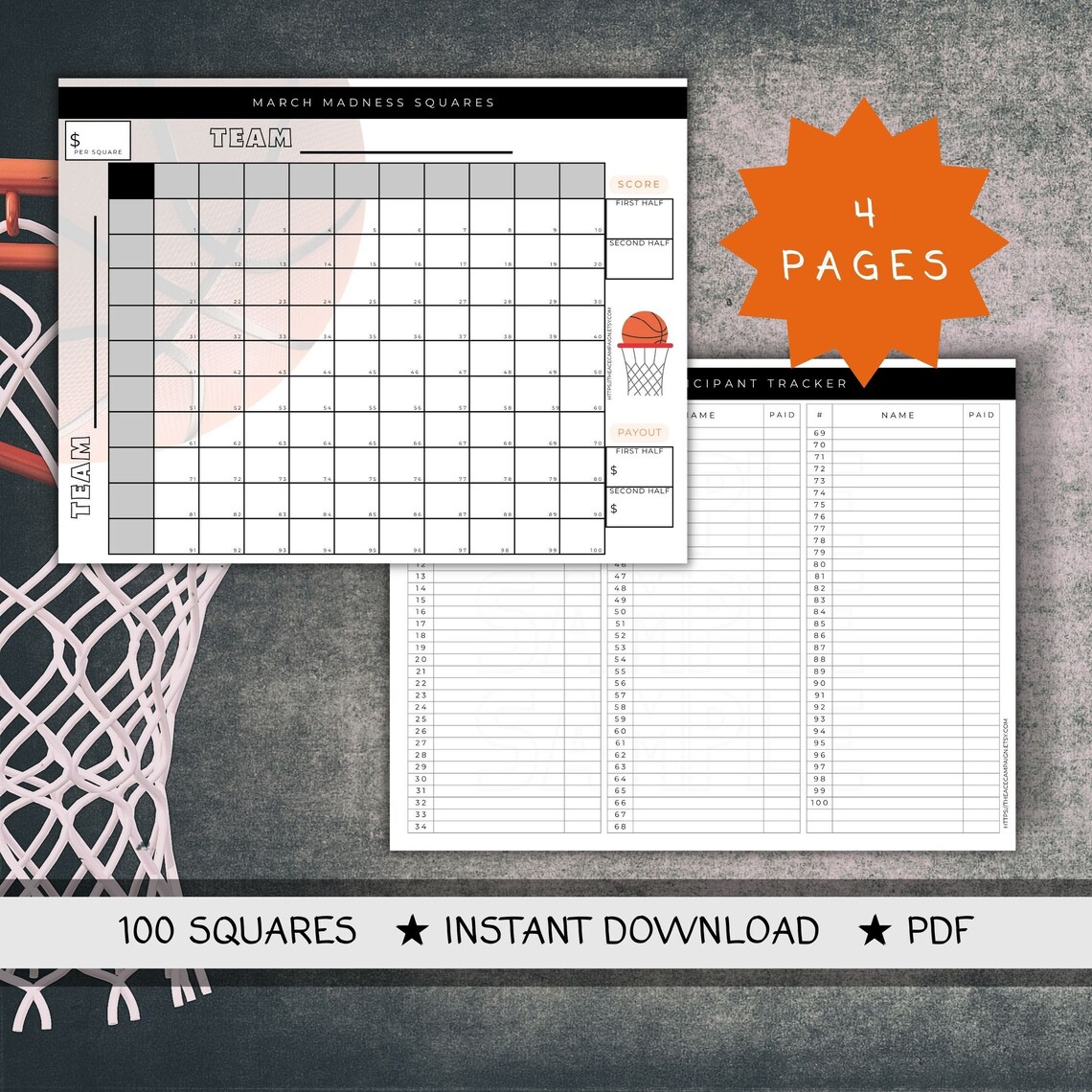 Ncaa Basketball Squares Basketball Boxes Printable March Madness ...
