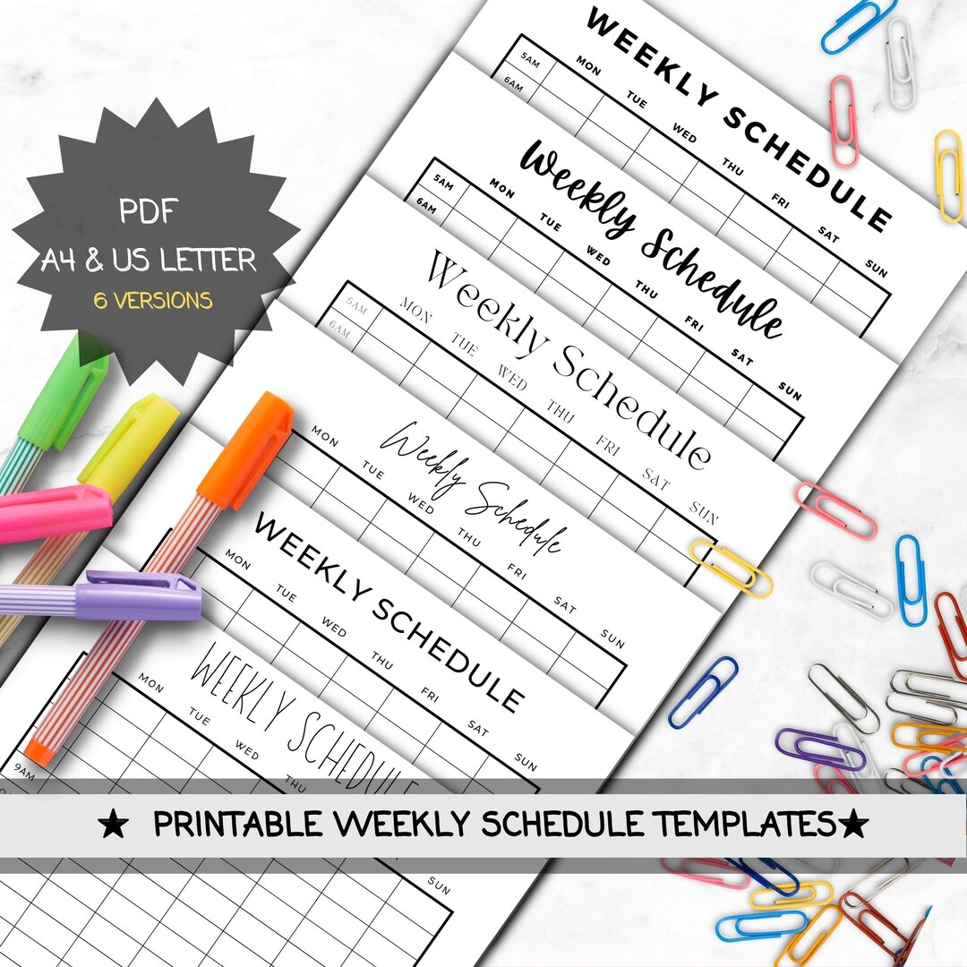 Hourly Weekly Schedule Weekly Planner Printable Printableschedule ...
