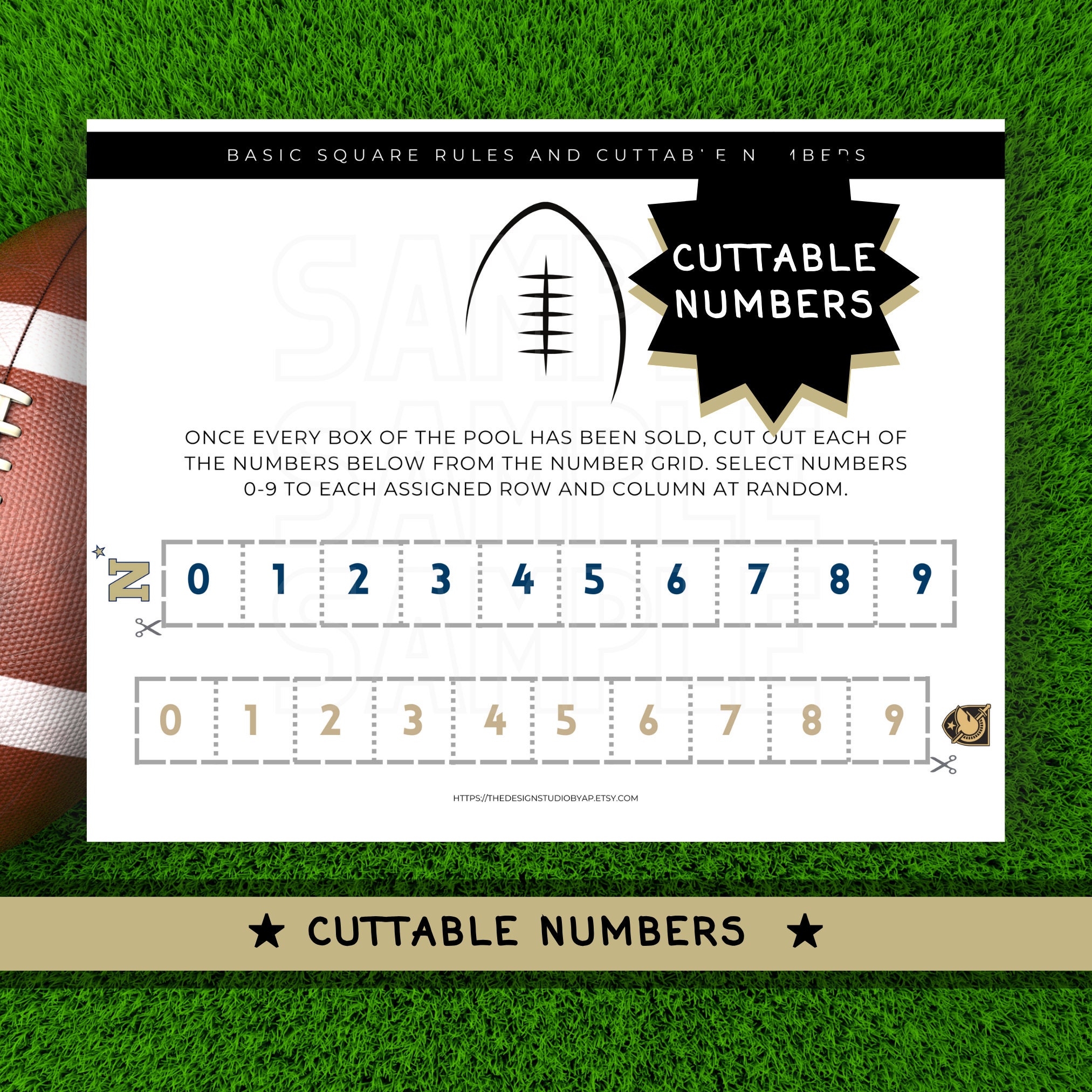 Army Navy Football Squares: 100 Box Pool (PDF) - Etsy