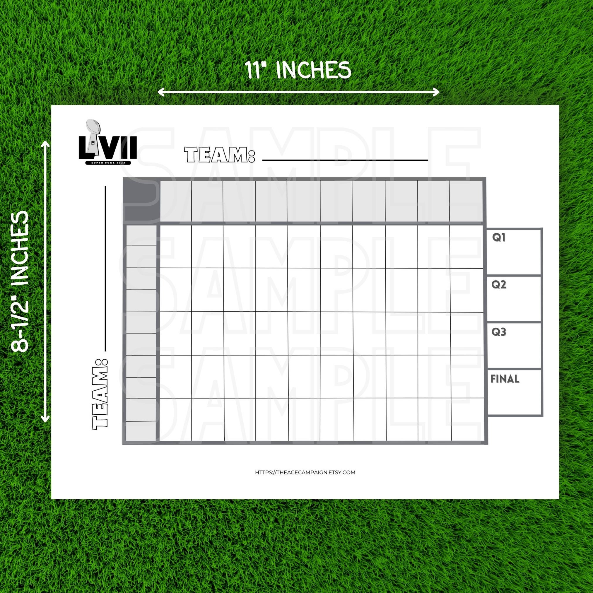 25 Box Squares Printable Football Pool Football Boxes 50 Square Grid ...