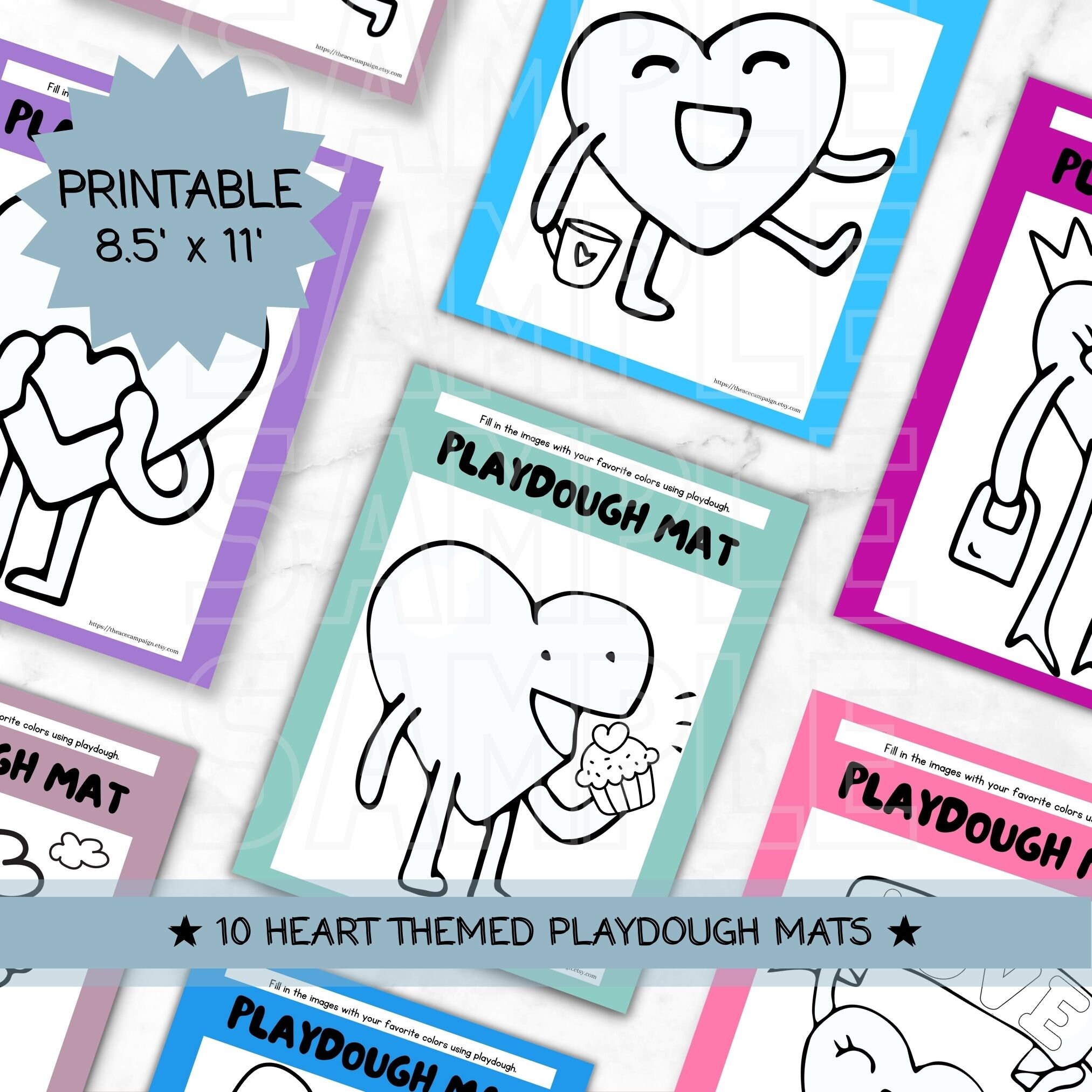 Heart Theme Playdough Mat | Printable Toddler Activity | Printable ...