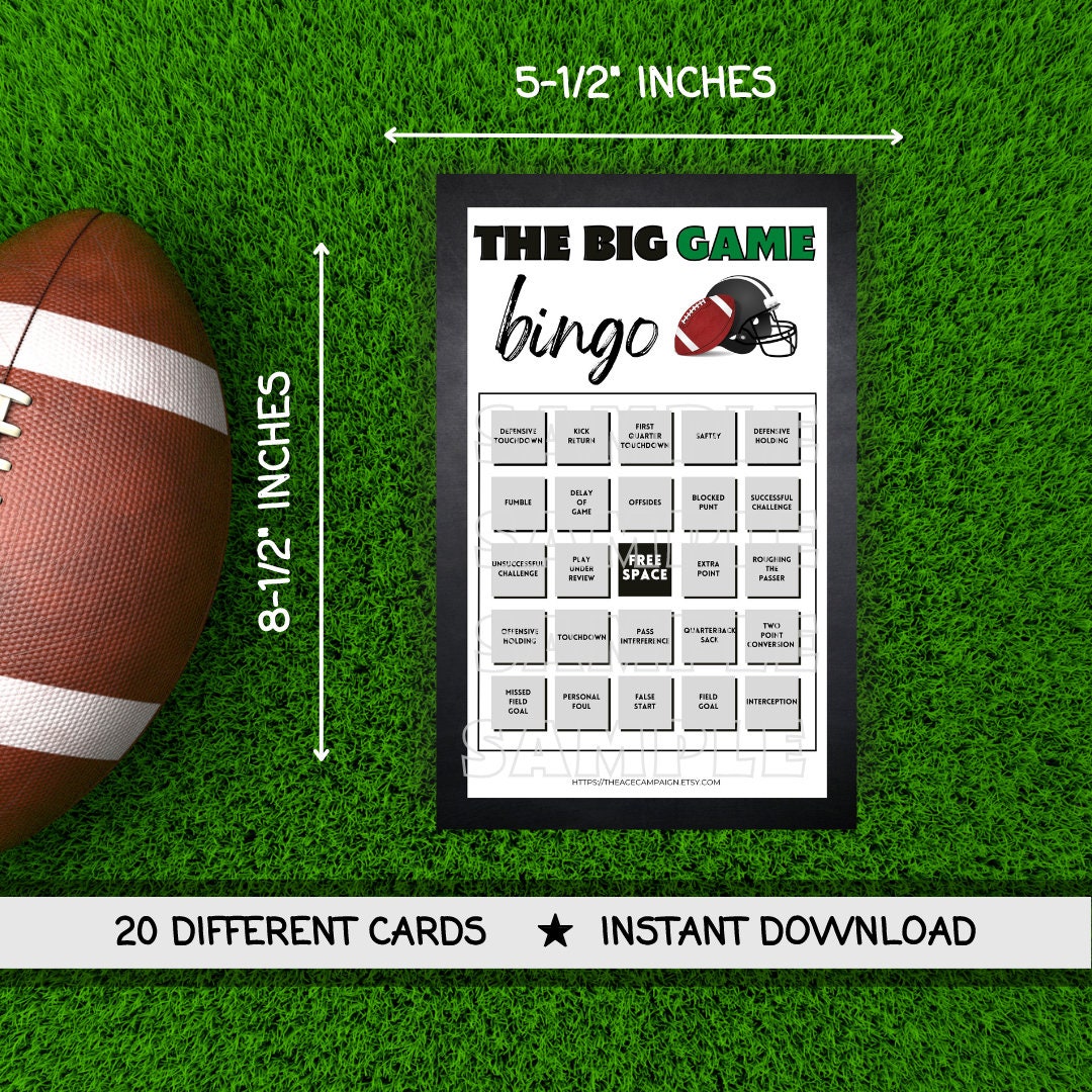 Super Bowl Bingo | Printable Bingo Cards | Bingo | Instant Download ...
