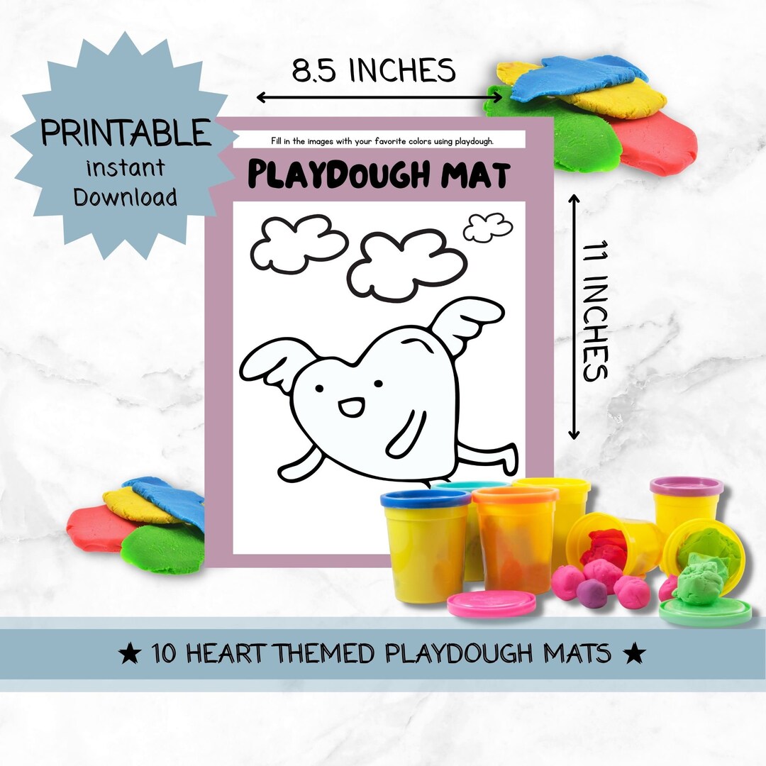 Heart Theme Playdough Mat | Printable Toddler Activity | Printable ...