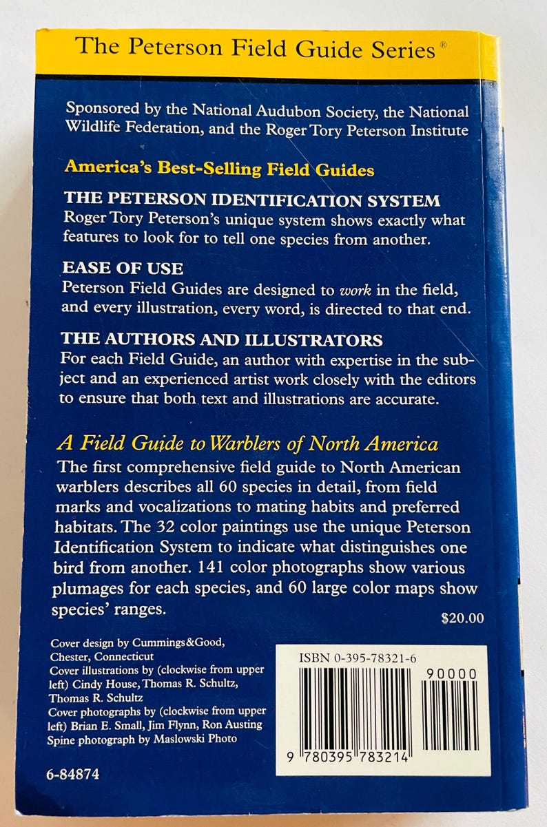 Vintage Peterson Field Guide: Warblers of North America (1997 Edition ...