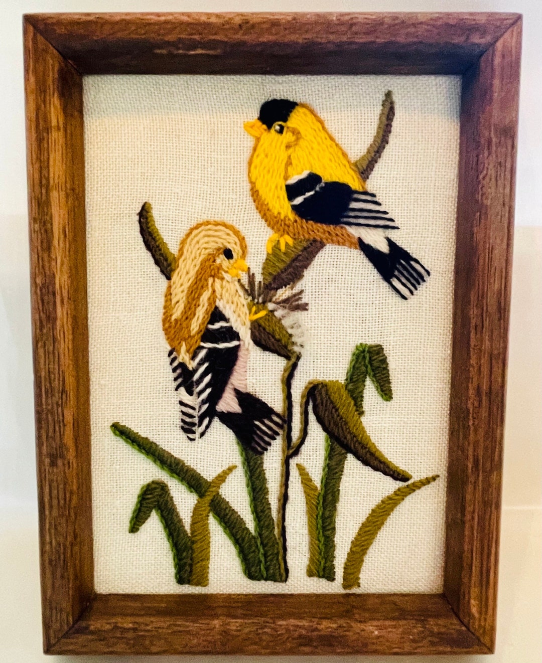 Vintage Needlepoint Crewel Birds Wall Art - Etsy